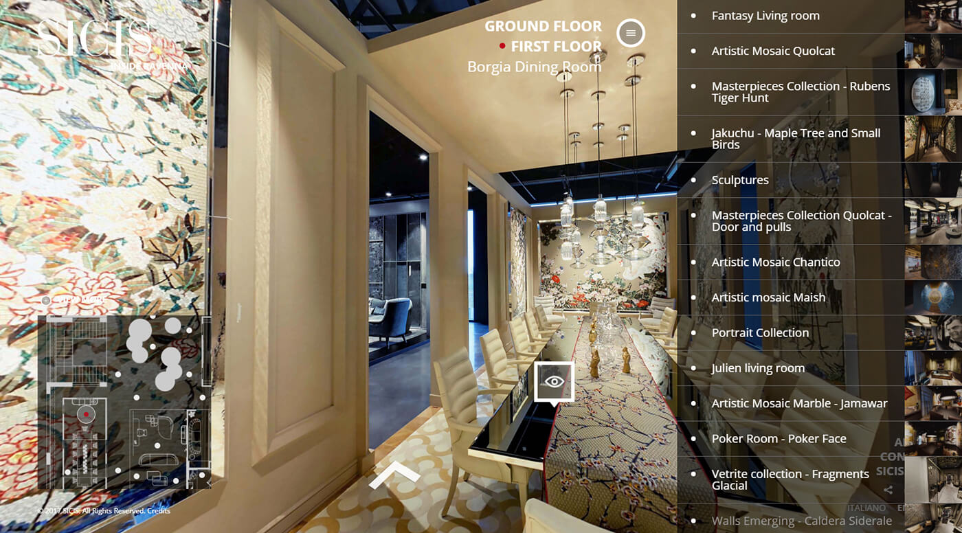 Inside Sicis Showroom, Virtual Tour 360° | Neikos Digital Agency